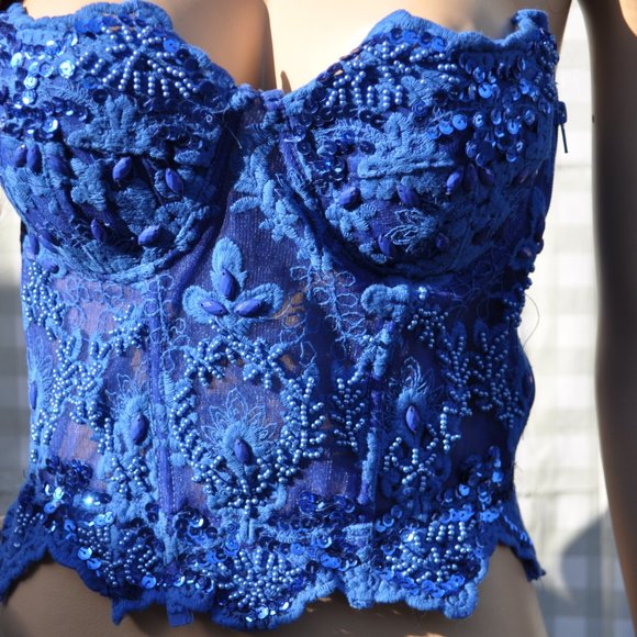 Lydia USA | Tops | Womens Bustier Top Sexy Pearls Beaded Crop Top Push Up Corset Adjustable ...